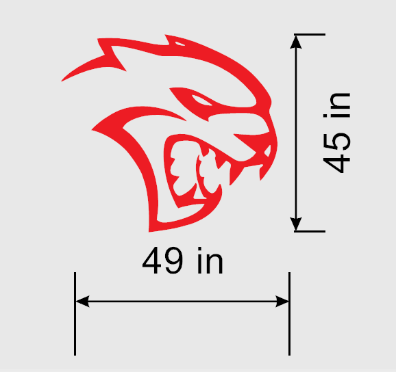 Hellcat Head Decals (Pair) 49" x 45" Self-Healing Vinyl Fits Dodge Dur ...